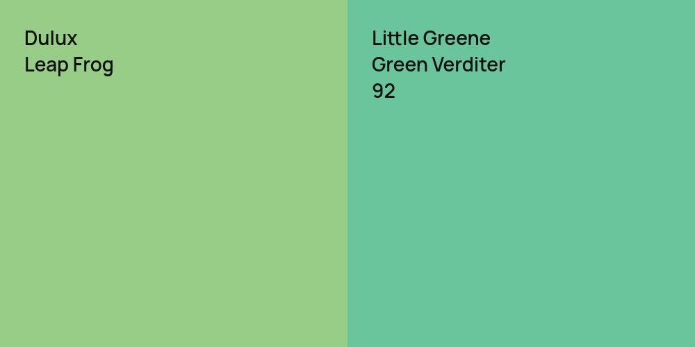 Dulux Leap Frog vs. Little Greene Green Verditer comparison