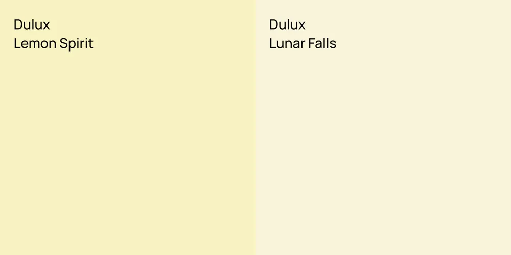 Dulux Lemon Spirit vs. Dulux Lunar Falls comparison