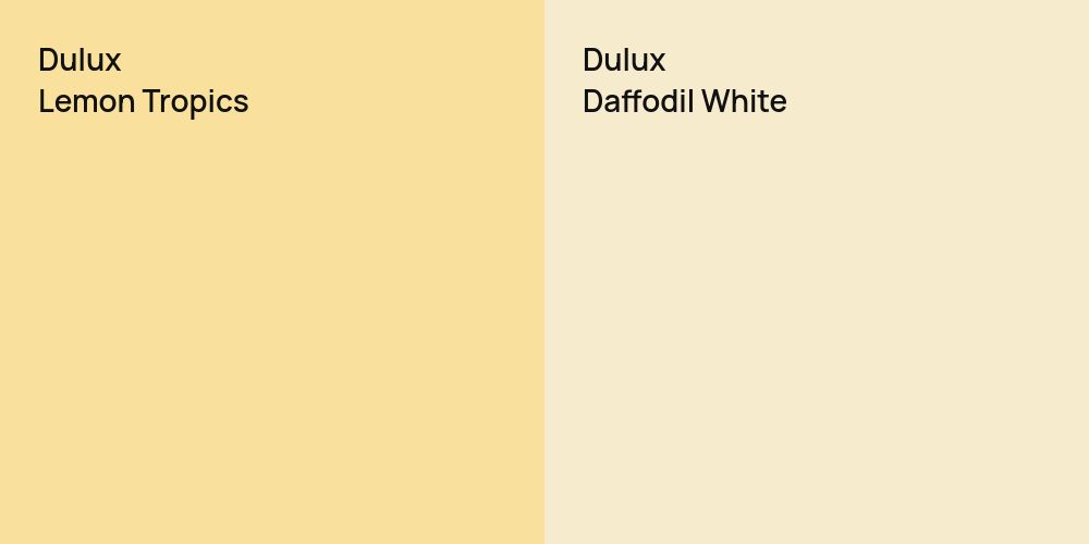 Dulux Lemon Tropics vs. Dulux Daffodil White comparison