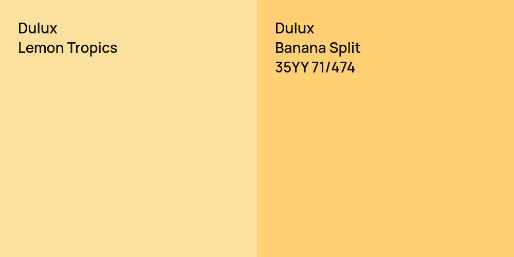 Dulux Lemon Tropics vs. Dulux Banana Split comparison