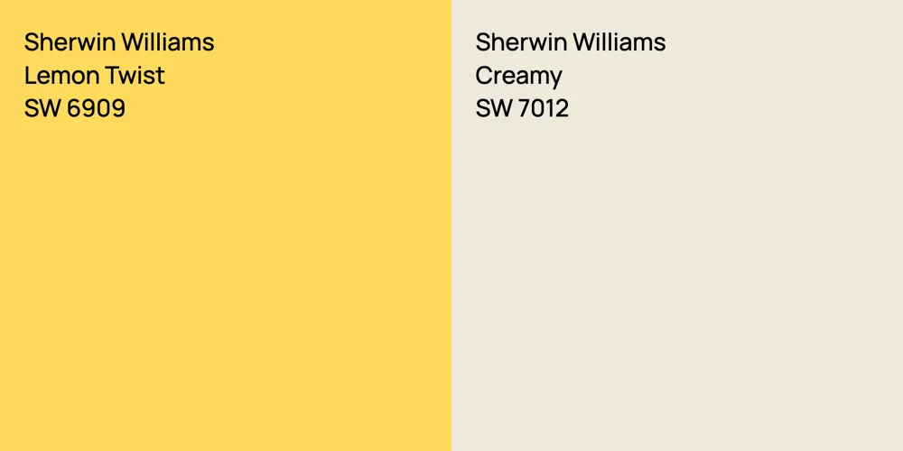 Sherwin Williams Lemon Twist vs. Sherwin Williams Creamy comparison