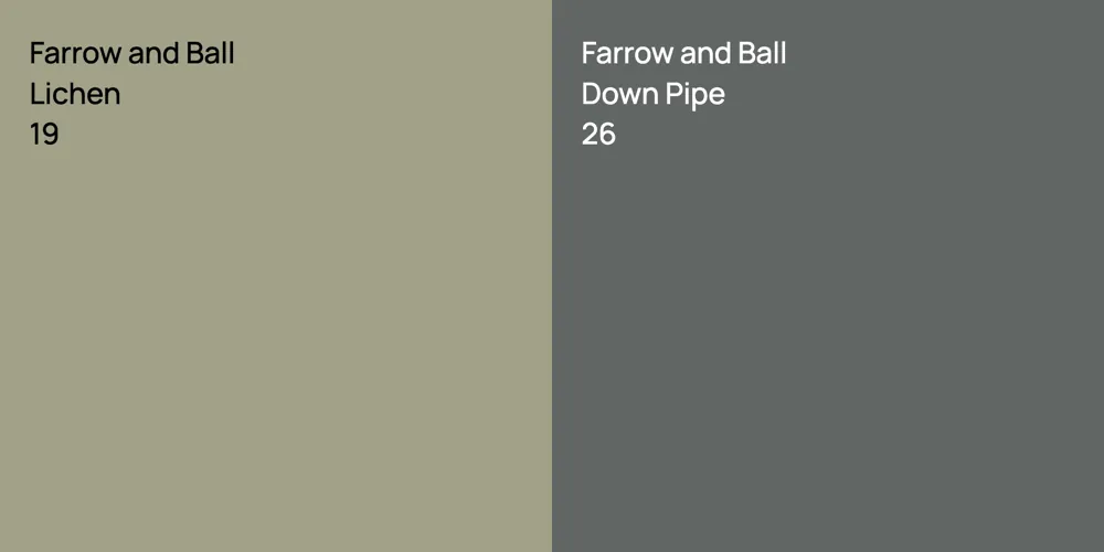 Farrow and Ball Lichen vs. Farrow and Ball Down Pipe comparison