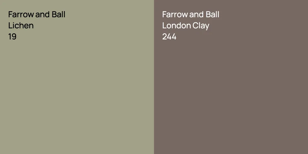 Farrow and Ball Lichen vs. Farrow and Ball London Clay comparison