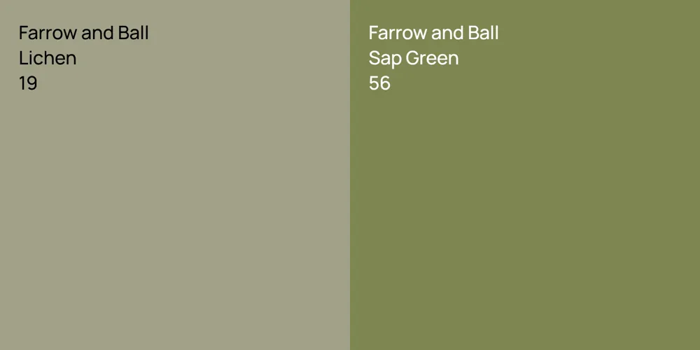 Farrow and Ball Lichen vs. Farrow and Ball Sap Green comparison