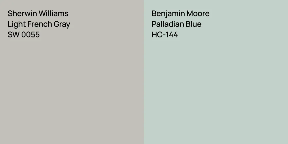 Sherwin Williams Light French Gray vs. Benjamin Moore Palladian Blue ...