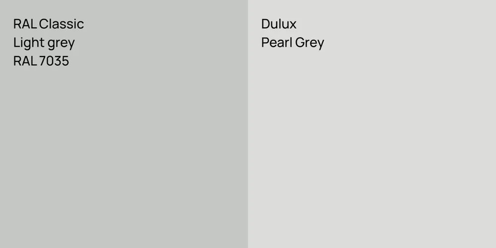 RAL Classic Light grey vs. Dulux Pearl Grey comparison