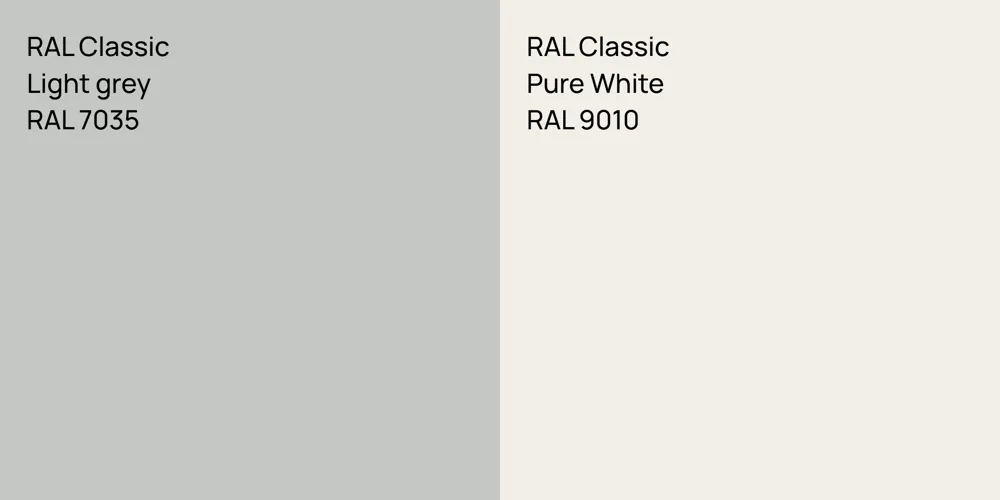 RAL Classic Light grey vs. RAL Classic Pure White comparison