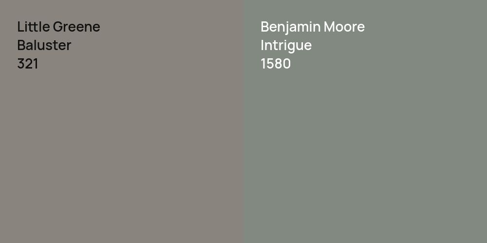 Little Greene Baluster vs. Benjamin Moore Intrigue comparison