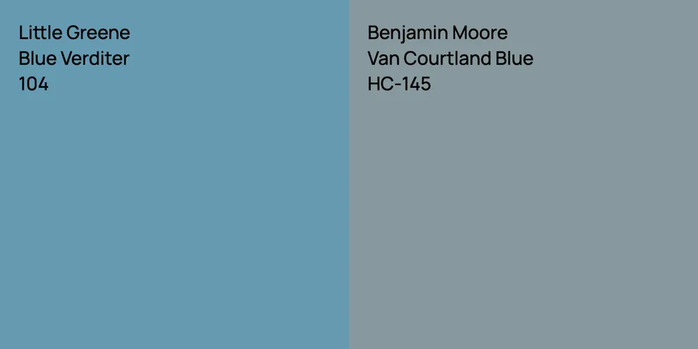 Little Greene Blue Verditer vs. Benjamin Moore Van Courtland Blue ...