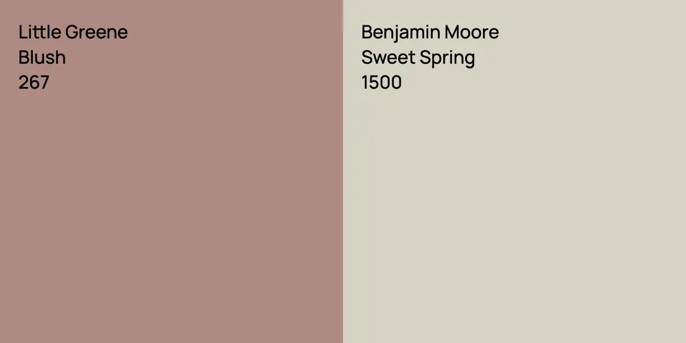 Little Greene Blush vs. Benjamin Moore Sweet Spring comparison