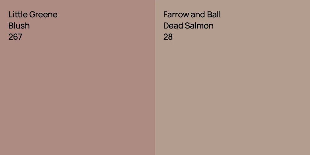Little Greene Blush vs. Farrow and Ball Dead Salmon comparison