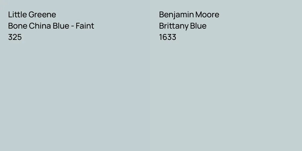 Little Greene Bone China Blue - Faint vs. Benjamin Moore Brittany Blue comparison