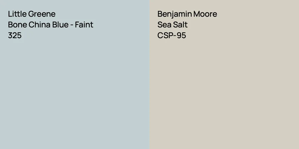 Little Greene Bone China Blue - Faint vs. Benjamin Moore Sea Salt ...