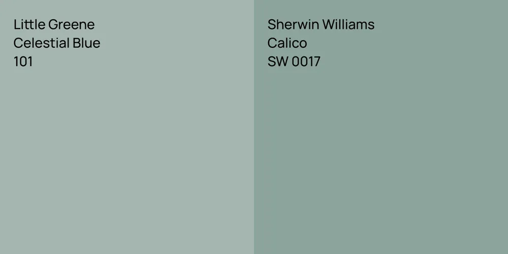 Little Greene Celestial Blue vs. Sherwin Williams Calico comparison
