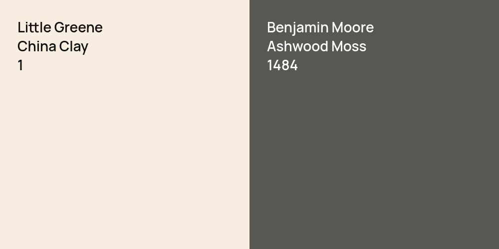 Little Greene China Clay vs. Benjamin Moore Ashwood Moss comparison