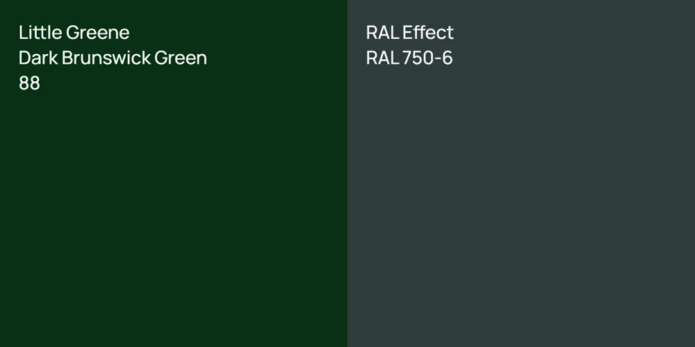 Little Greene Dark Brunswick Green vs. RAL Effect RAL 750-6 comparison