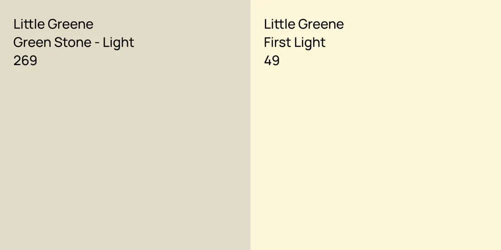 Little Greene Green Stone - Light vs. Little Greene First Light comparison