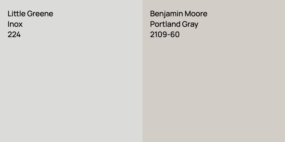 Little Greene Inox vs. Benjamin Moore Portland Gray comparison