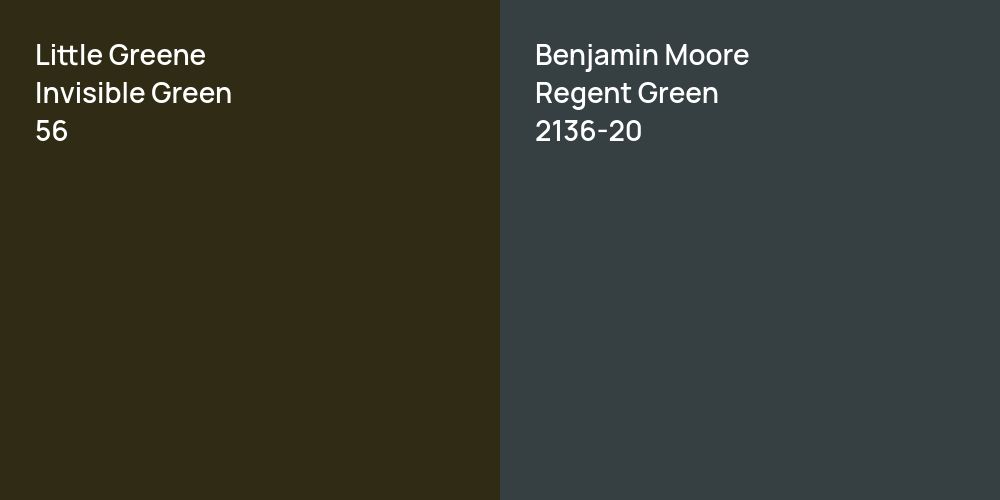 Little Greene Invisible Green vs. Benjamin Moore Regent Green comparison