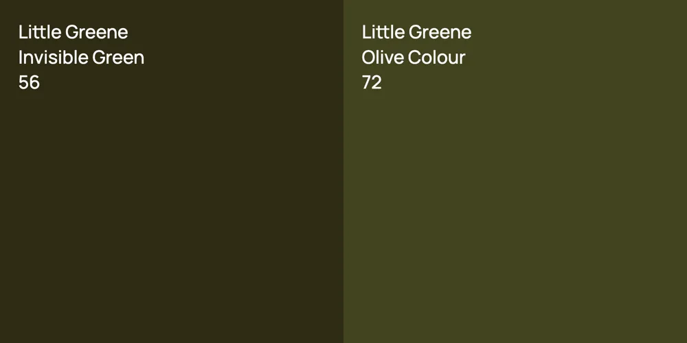 Little Greene Invisible Green vs. Little Greene Olive Colour comparison