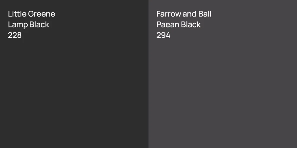 Little Greene Lamp Black vs. Farrow and Ball Paean Black comparison