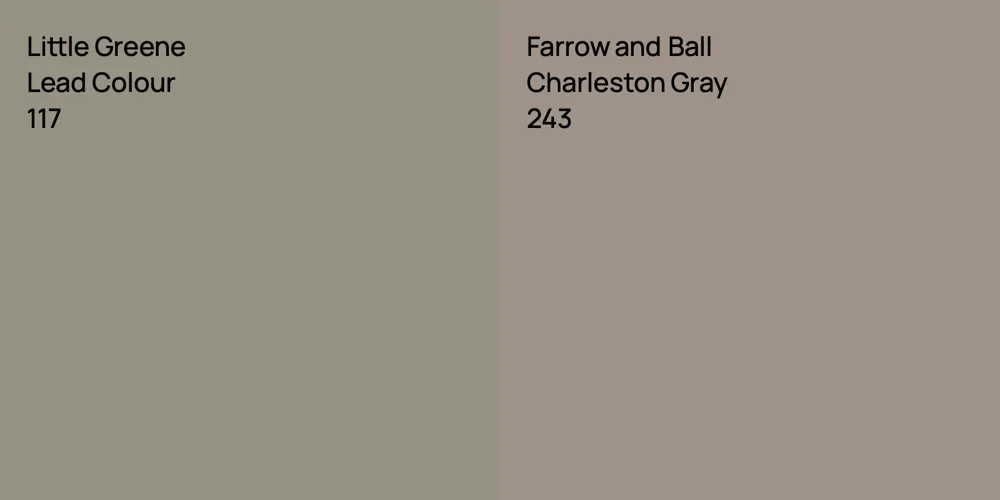 Little Greene Lead Colour vs. Farrow and Ball Charleston Gray comparison