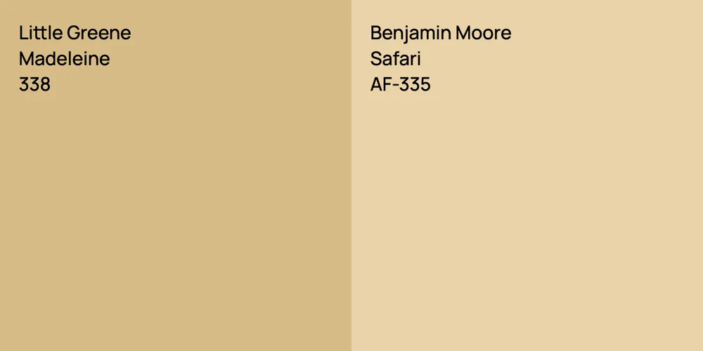 Little Greene Madeleine vs. Benjamin Moore Safari comparison