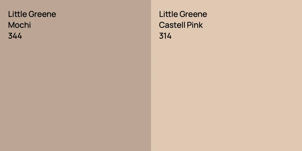 Little Greene Mochi vs. Little Greene Castell Pink comparison