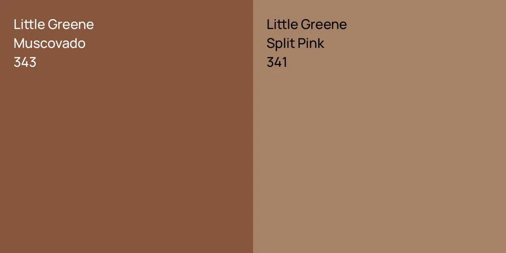 Little Greene Muscovado vs. Little Greene Split Pink comparison