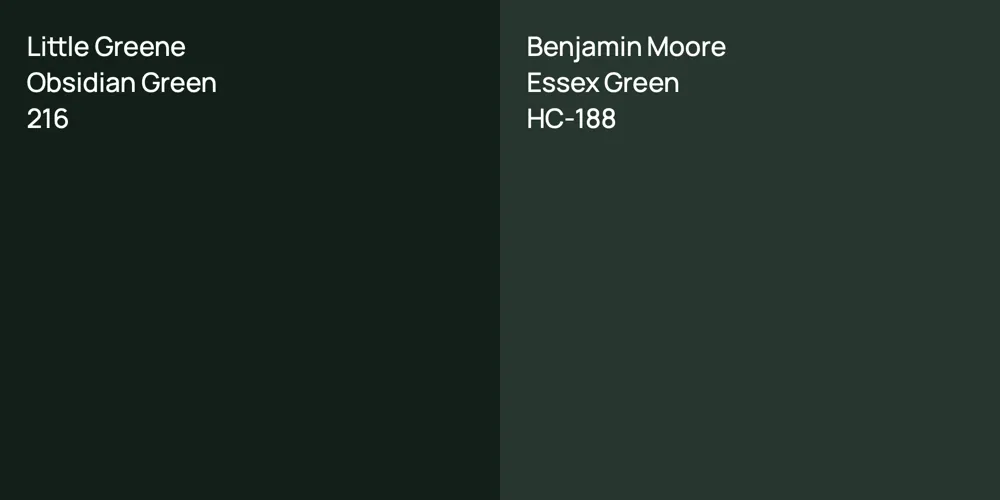Little Greene Obsidian Green vs. Benjamin Moore Essex Green comparison