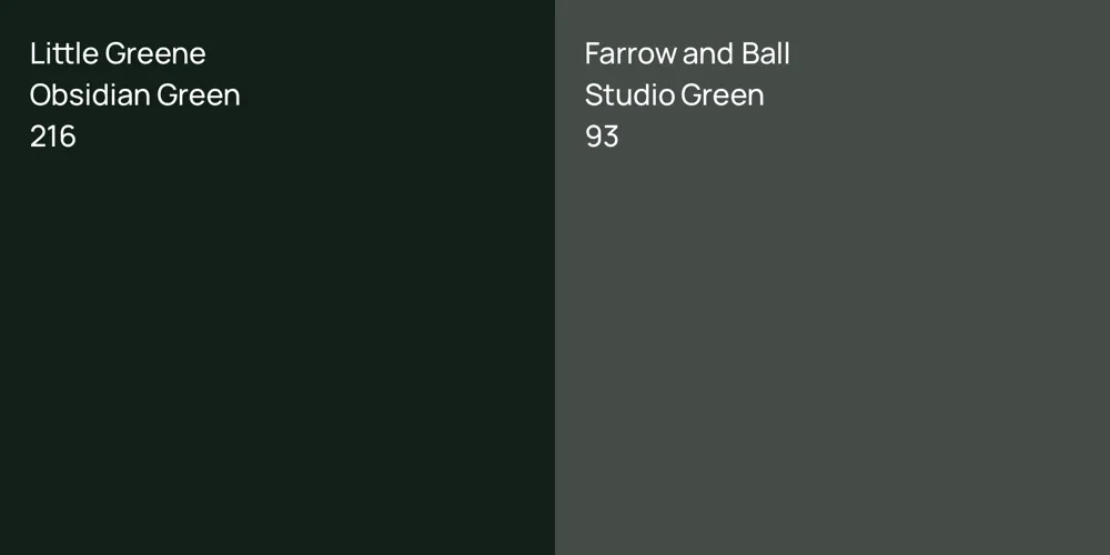 Little Greene Obsidian Green vs. Farrow and Ball Studio Green comparison