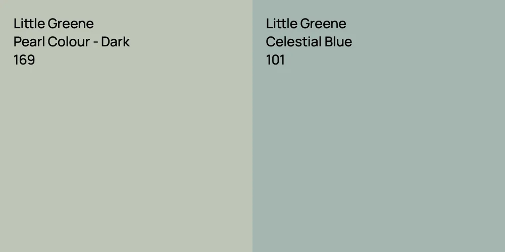 Little Greene Pearl Colour - Dark vs. Little Greene Celestial Blue comparison