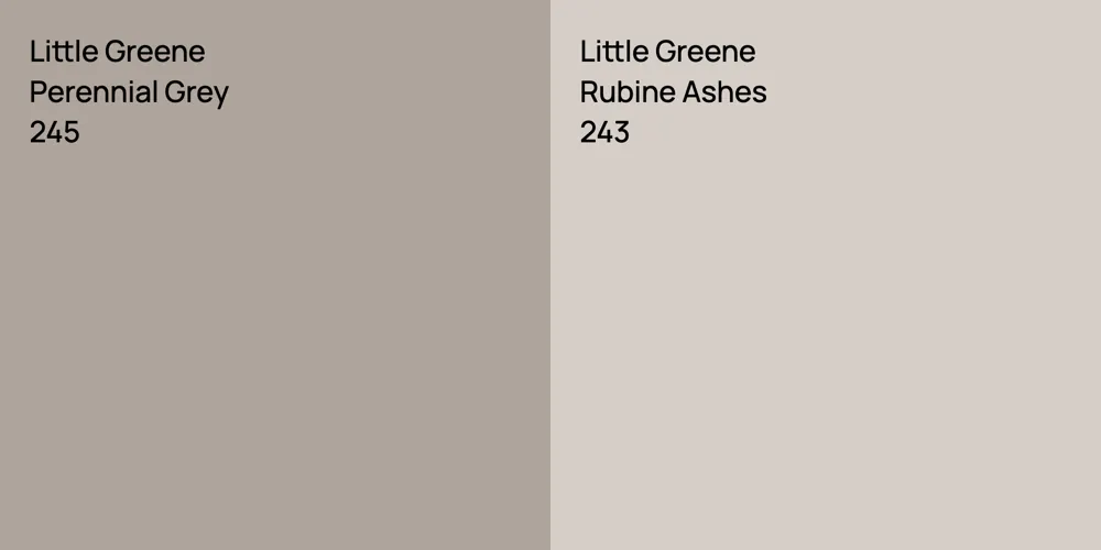 Little Greene Perennial Grey vs. Little Greene Rubine Ashes comparison
