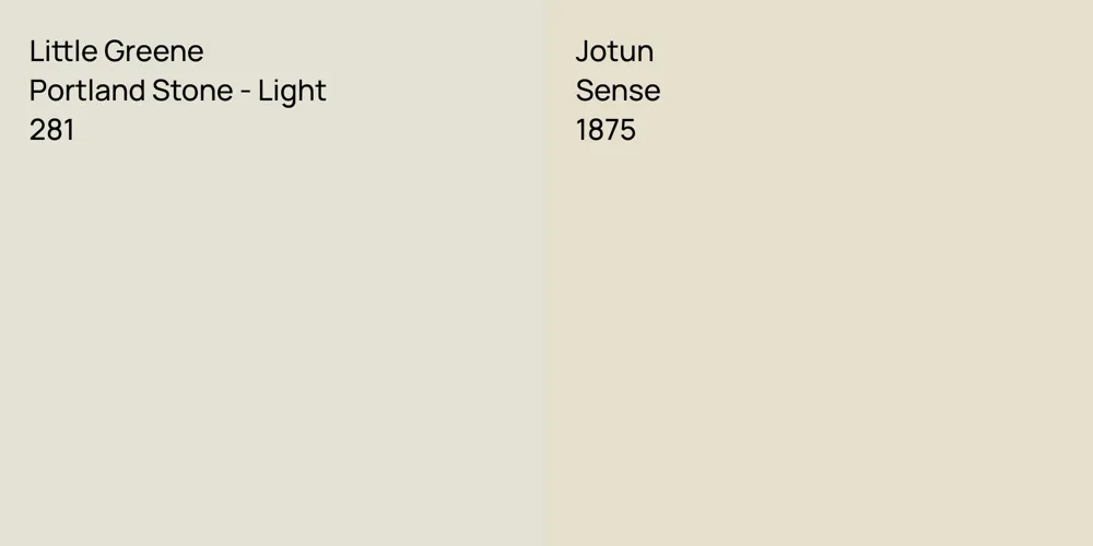 Little Greene Portland Stone - Light vs. Jotun Sense comparison