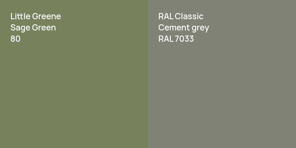 Little Greene Sage Green vs. RAL Classic Cement grey comparison