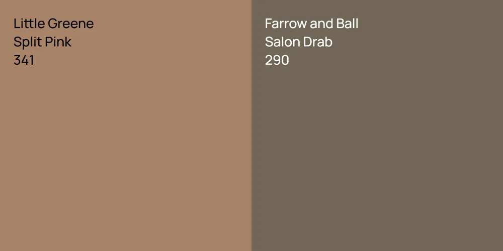 Little Greene Split Pink vs. Farrow and Ball Salon Drab comparison