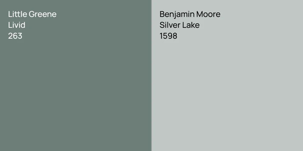 Little Greene Livid vs. Benjamin Moore Silver Lake comparison
