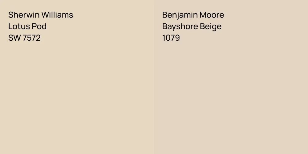Sherwin Williams Lotus Pod vs. Benjamin Moore Bayshore Beige comparison