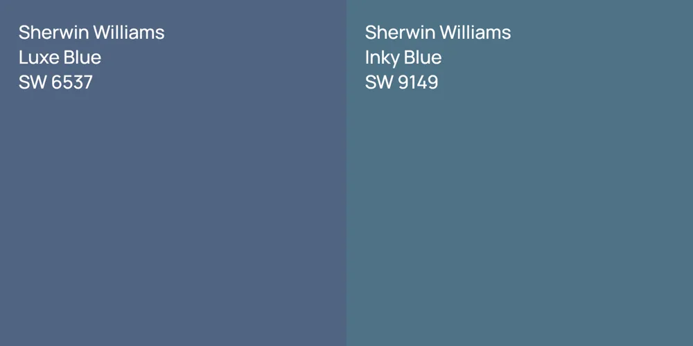 Sherwin Williams Luxe Blue vs. Sherwin Williams Inky Blue comparison