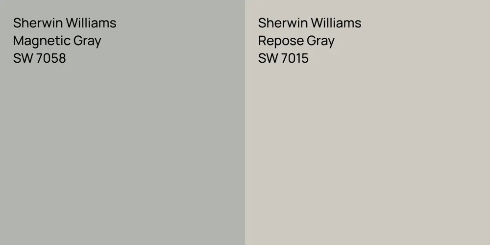 Sherwin Williams Magnetic Gray vs. Sherwin Williams Repose Gray comparison