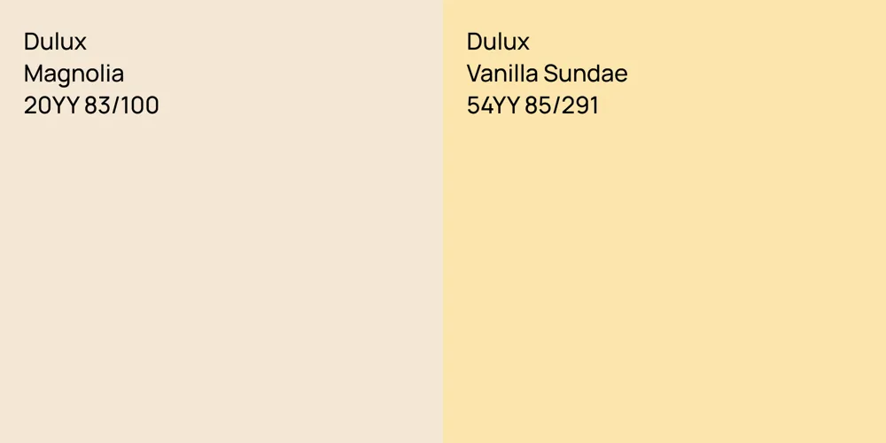 Dulux Magnolia vs. Dulux Vanilla Sundae comparison