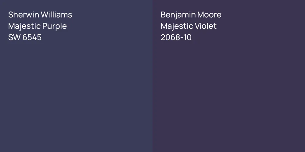 Sherwin Williams Majestic Purple vs. Benjamin Moore Majestic Violet comparison