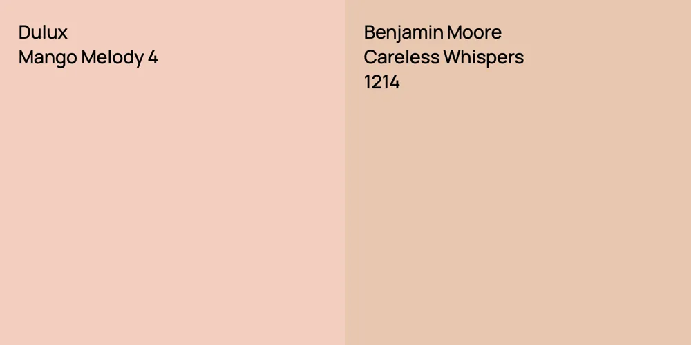 Dulux Mango Melody 4 vs. Benjamin Moore Careless Whispers comparison