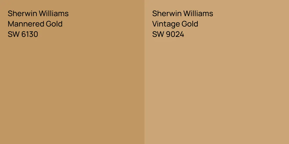 Sherwin Williams Mannered Gold vs. Sherwin Williams Vintage Gold comparison