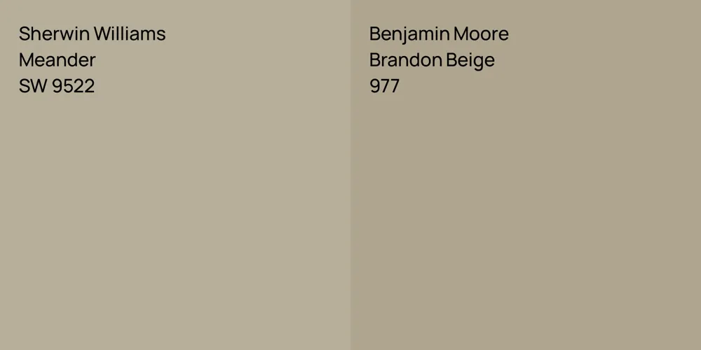 Sherwin Williams Meander vs. Benjamin Moore Brandon Beige comparison