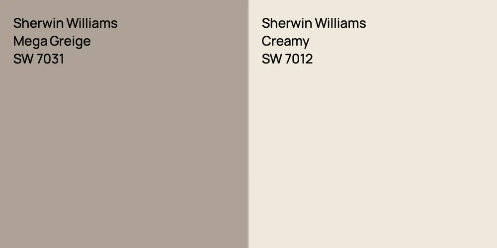 Sherwin Williams Mega Greige vs. Sherwin Williams Creamy comparison