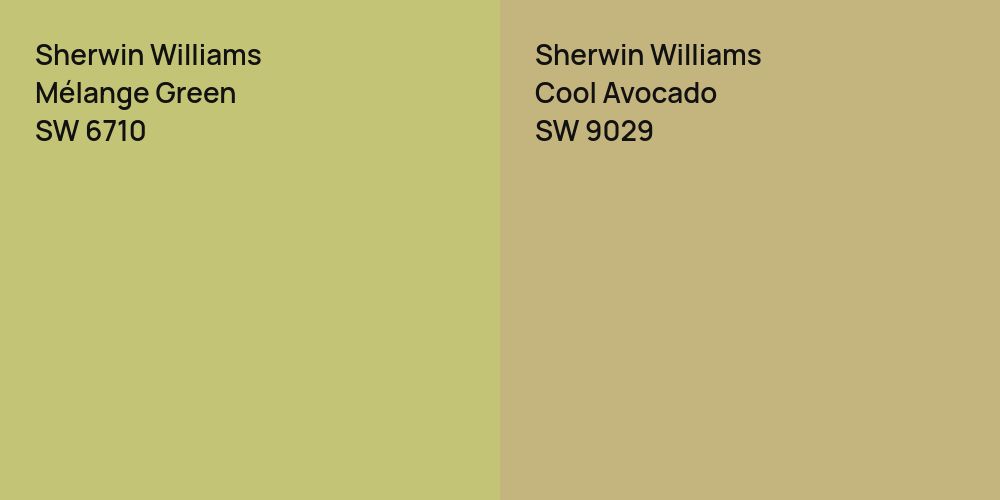 Sherwin Williams Mélange Green vs. Sherwin Williams Cool Avocado comparison