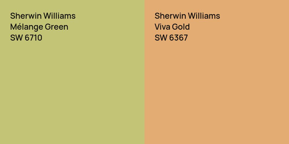 Sherwin Williams Mélange Green vs. Sherwin Williams Viva Gold comparison
