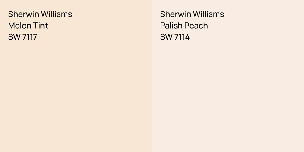 Sherwin Williams Melon Tint vs. Sherwin Williams Palish Peach comparison