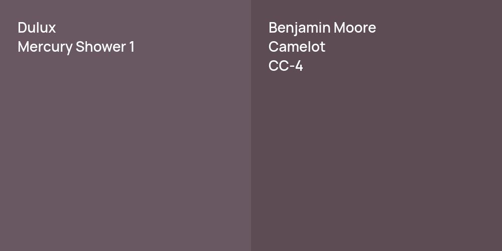 Dulux Mercury Shower 1 vs. Benjamin Moore Camelot comparison